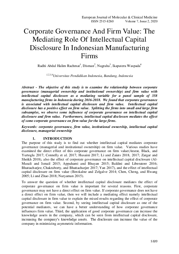 (PDF) Corporate Governance And Firm Value: The Mediating Role Of Intellectual Capital Disclosure ...
