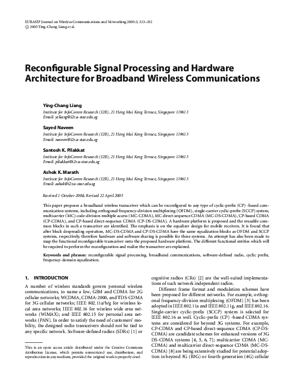 (PDF) Reconfigurable Signal Processing and Hardware Architecture for ...