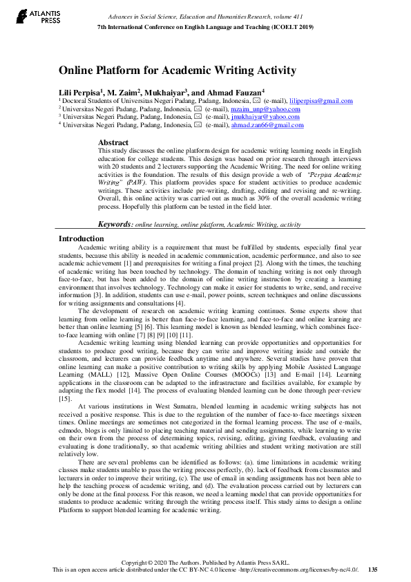 (PDF) Online Platform for Academic Writing Activity