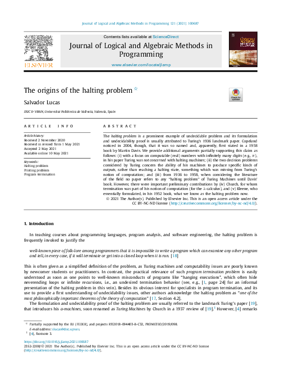 (PDF) The origins of the halting problem