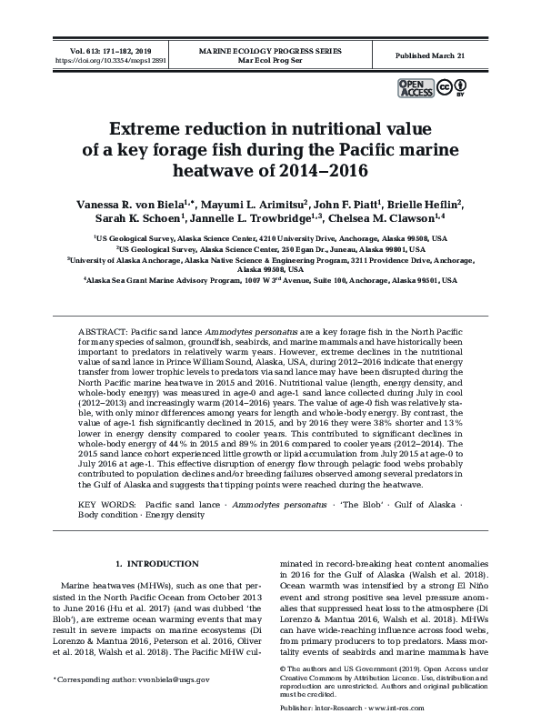 (PDF) Extreme reduction in nutritional value of a key forage fish ...
