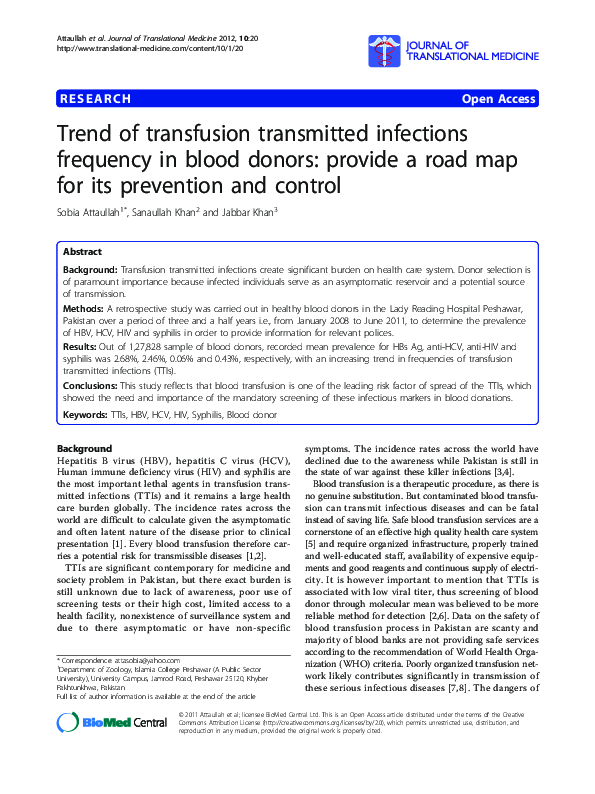 (PDF) Trend of transfusion transmitted infections frequency in blood ...