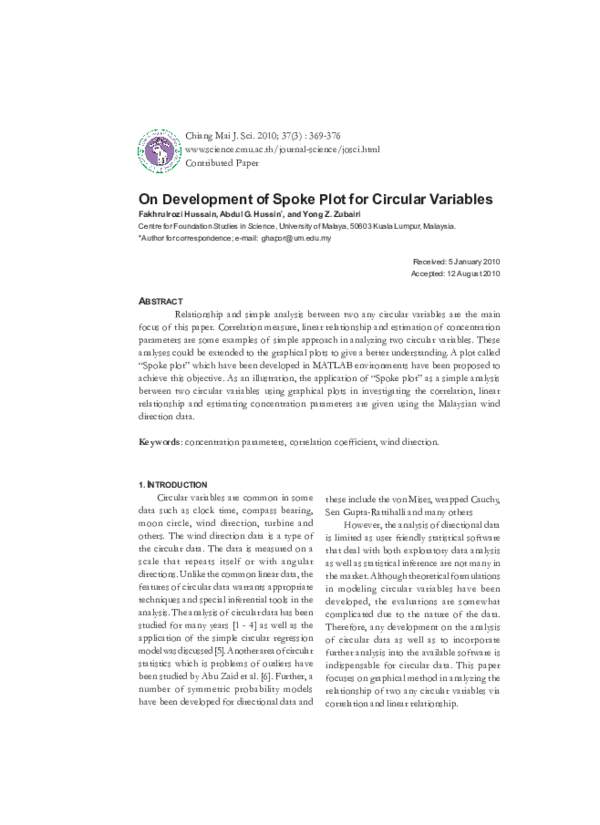 (PDF) On Development of Spoke Plot for Circular Variables