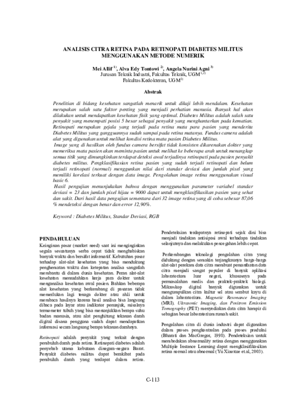 (PDF) Analisis Citra Retina Pada Retinopati Diabetes Militus ...