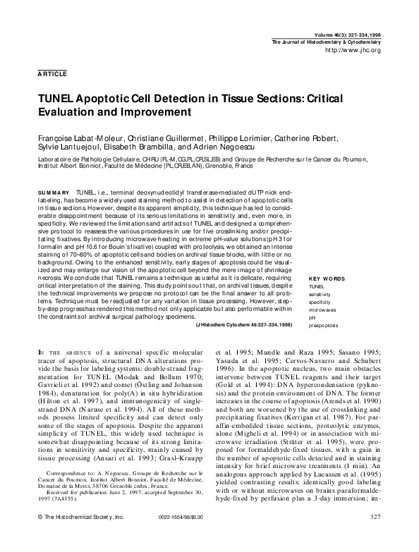 (PDF) TUNEL Apoptotic Cell Detection in Tissue Sections: Critical ...