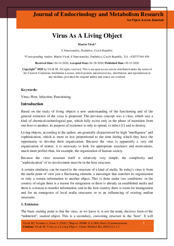 (PDF) Virus As A Living Object