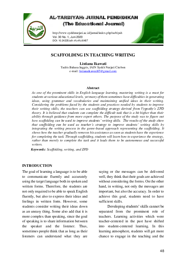(PDF) Scaffolding in Teaching Writing