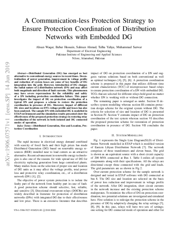 Pdf Enhancing Protection Coordination In Dg Networks