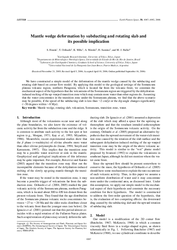 (PDF) Mantle wedge deformation by subducting and rotating slab and its ...