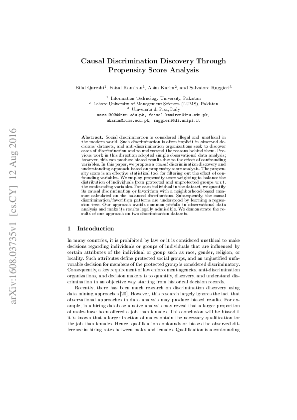 (PDF) Causal Discrimination Discovery Through Propensity Score Analysis