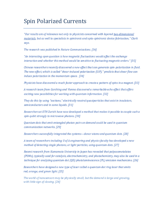 (PDF) Spin Polarized Currents