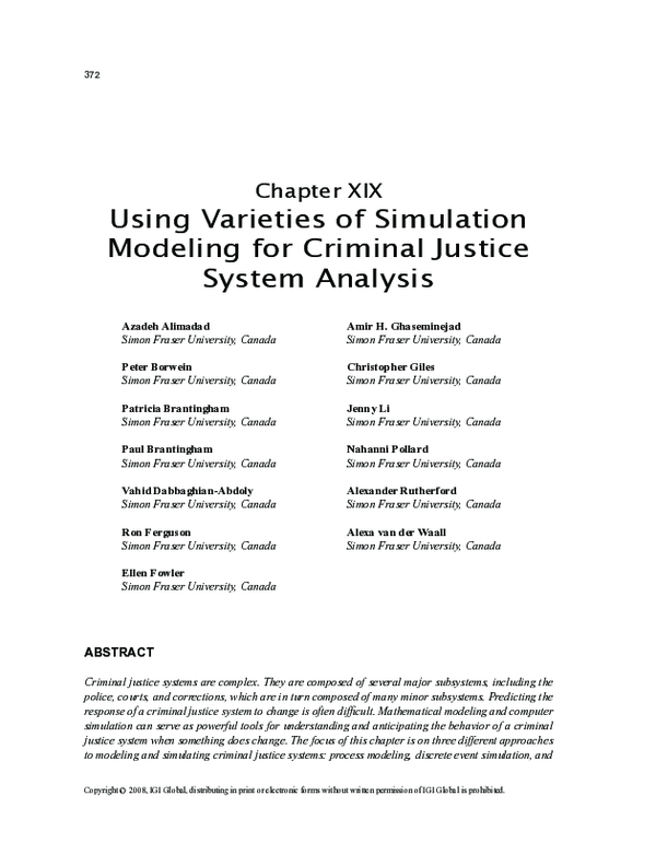(PDF) Using Varieties of Simulation Modeling for Criminal Justice ...