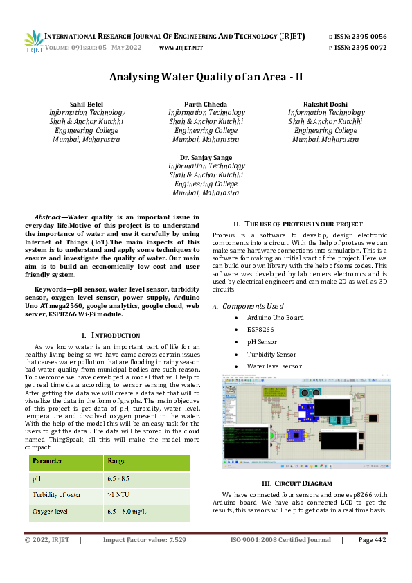 (PDF) Analysing Water Quality of an Area -II