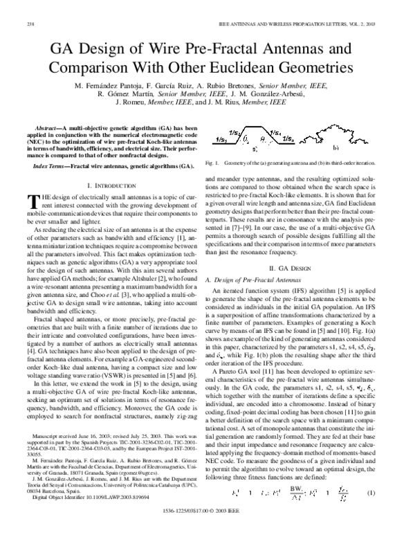 (PDF) GA design of wire pre-fractal antennas and comparison with other ...