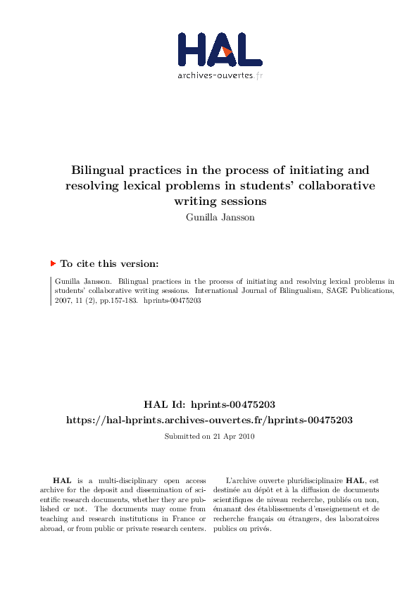(PDF) Bilingual practices in the process of initiating and resolving ...