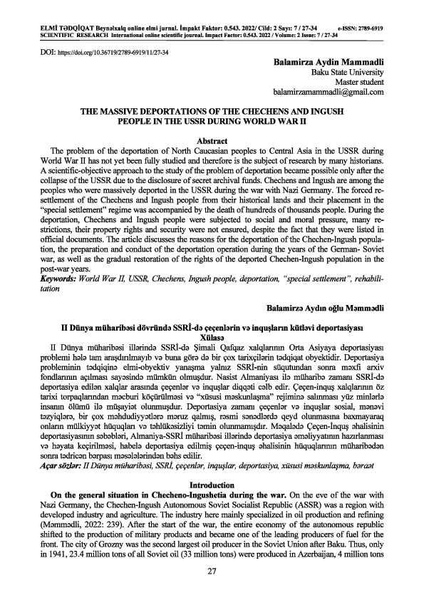 (PDF) The massive deportations of the Chechens and Ingush people in the ...
