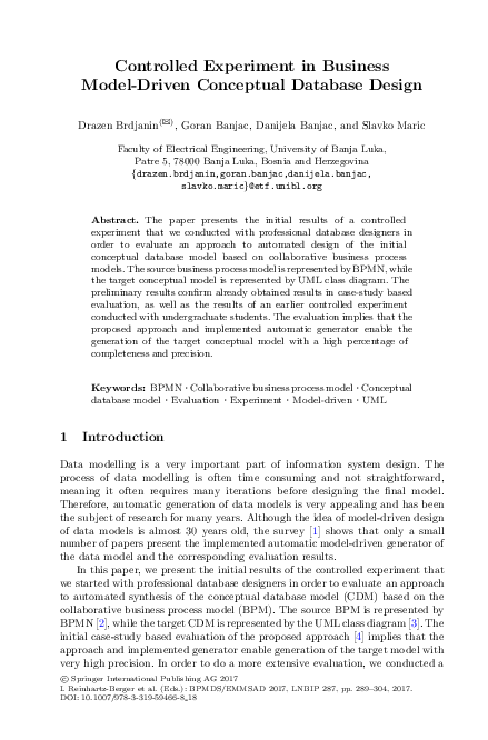 (PDF) Evaluating Automated Conceptual Database Design