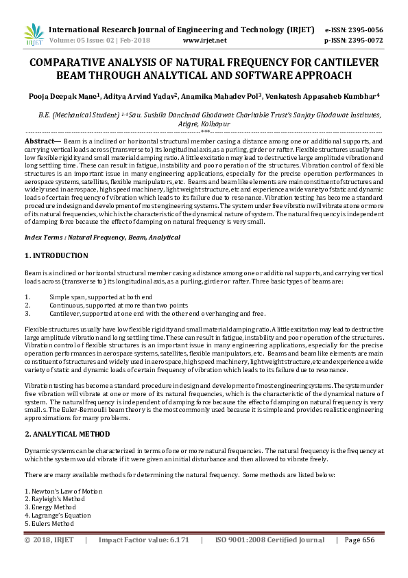 (PDF) Comparative analysis of natural frequency for cantilever beam ...