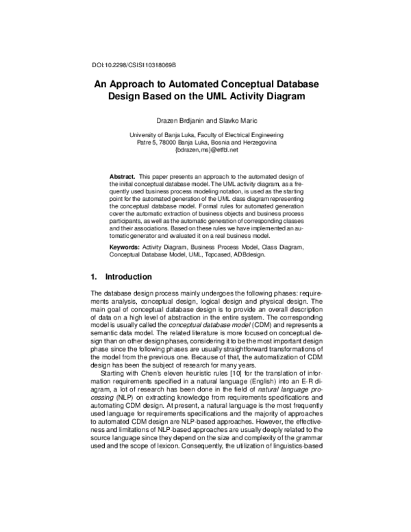 (PDF) DOI:10.2298/CSIS110318069B An Approach to Automated Conceptual Database Design Based on ...