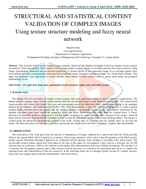 (PDF) STRUCTURAL AND STATISTICAL CONTENT VALIDATION OF COMPLEX IMAGES Using texture structure ...