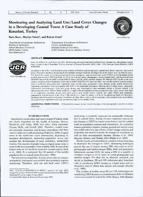 (PDF) Monitoring and Analyzing Land Use/Land Cover Changes in a Developing Coastal Town: A Case ...