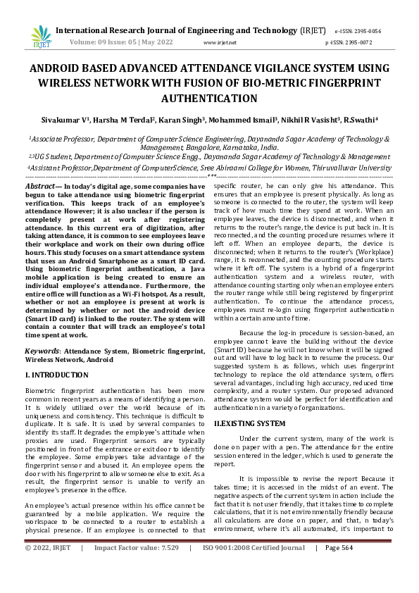 (PDF) ANDROID BASED ADVANCED ATTENDANCE VIGILANCE SYSTEM USING WIRELESS NETWORK WITH FUSION OF ...