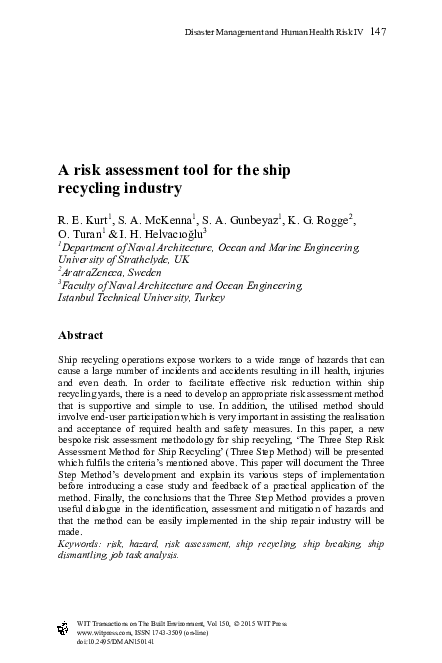 (PDF) A risk assessment tool for the ship recycling industry