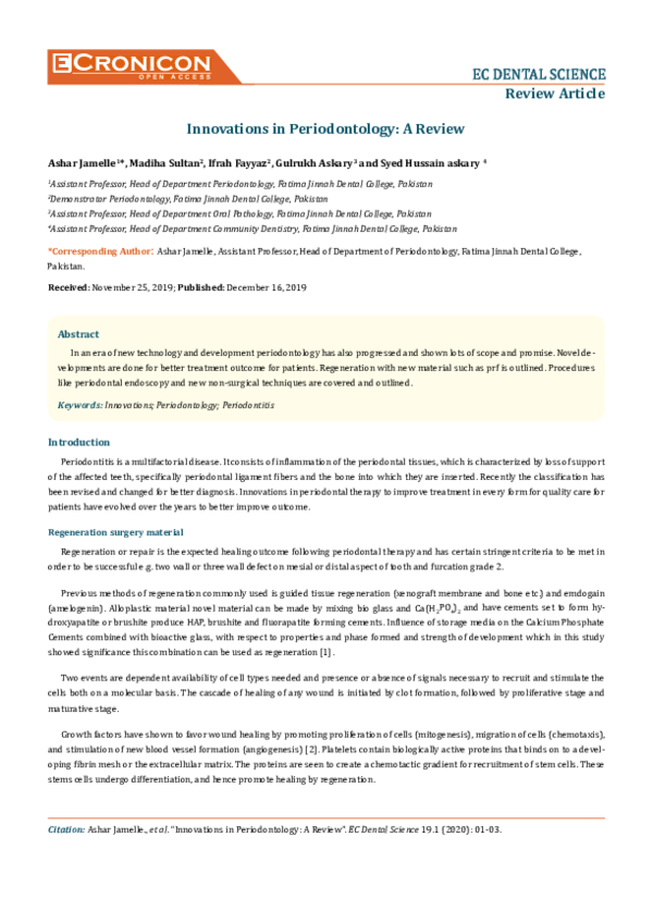 (PDF) Innovations in Periodontology: A Review