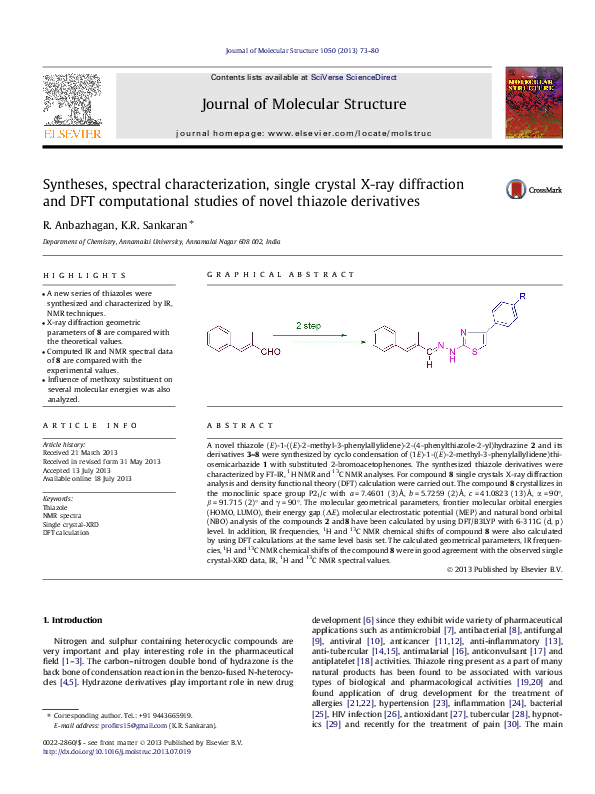 (PDF) Syntheses, spectral characterization, single crystal X-ray diffraction and DFT ...