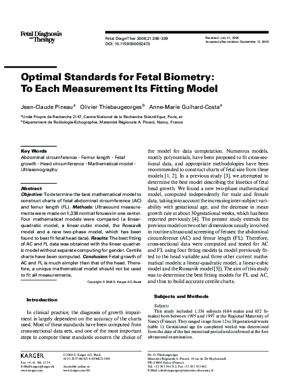 (PDF) Optimal Standards for Fetal Biometry: To Each Measurement Its ...