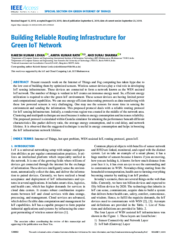 (PDF) Building Reliable Routing Infrastructure for Green IoT Network
