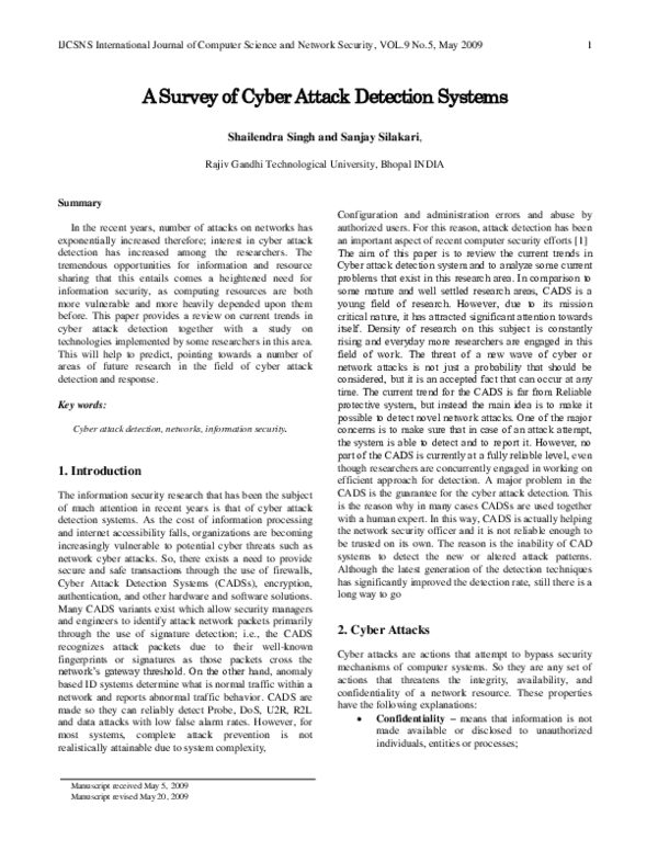 (PDF) A Survey of Cyber Attack Detection Systems