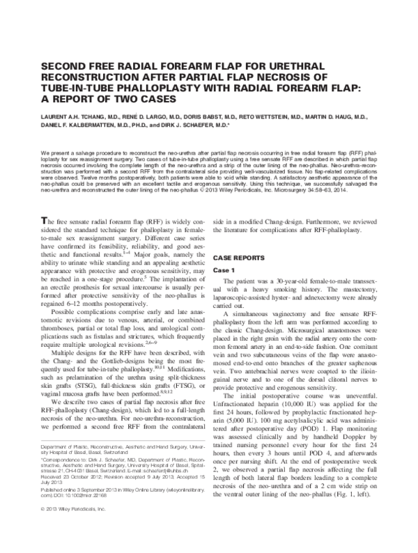 (PDF) Second free radial forearm flap for urethral reconstruction after ...