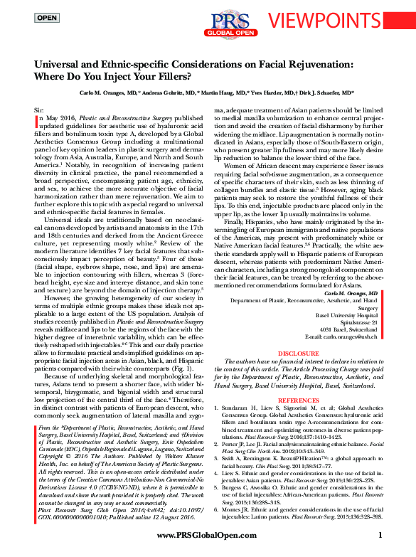 (PDF) Universal and Ethnic-specific Considerations on Facial ...
