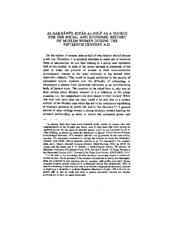 (PDF) Al-Sakh?W?'S Kit?B Al-Nis?' as a Source for the Social and ...