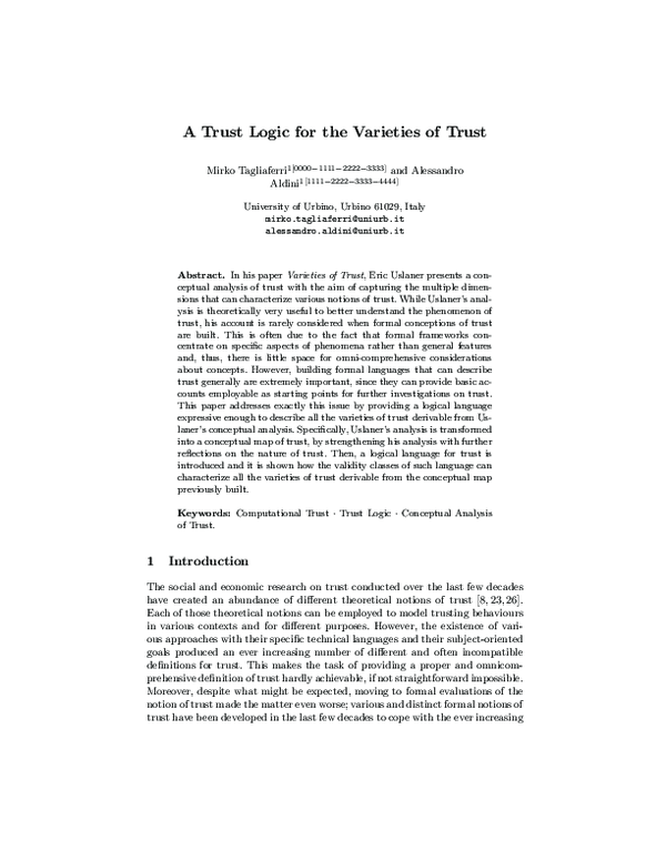 (PDF) A Trust Logic for the Varieties of Trust