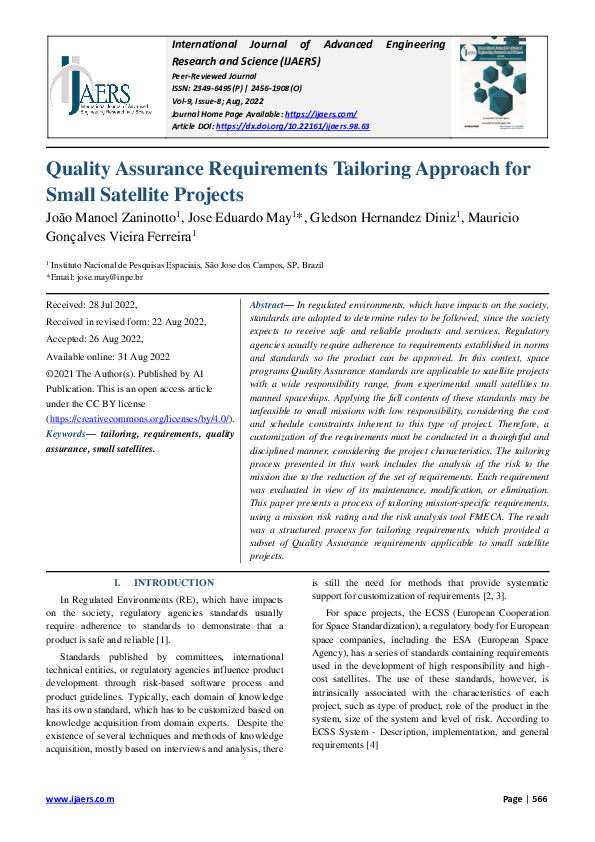 (PDF) Quality Assurance Requirements Tailoring Approach for Small ...