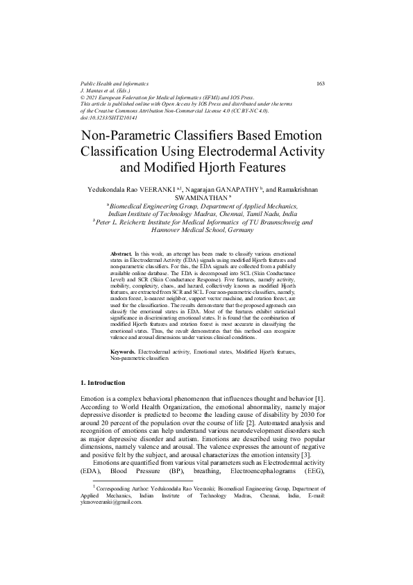 Pdf Non Parametric Classifiers Based Emotion Classification Using