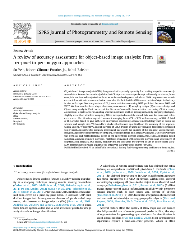 Pdf A Review Of Accuracy Assessment For Object Based Image Analysis
