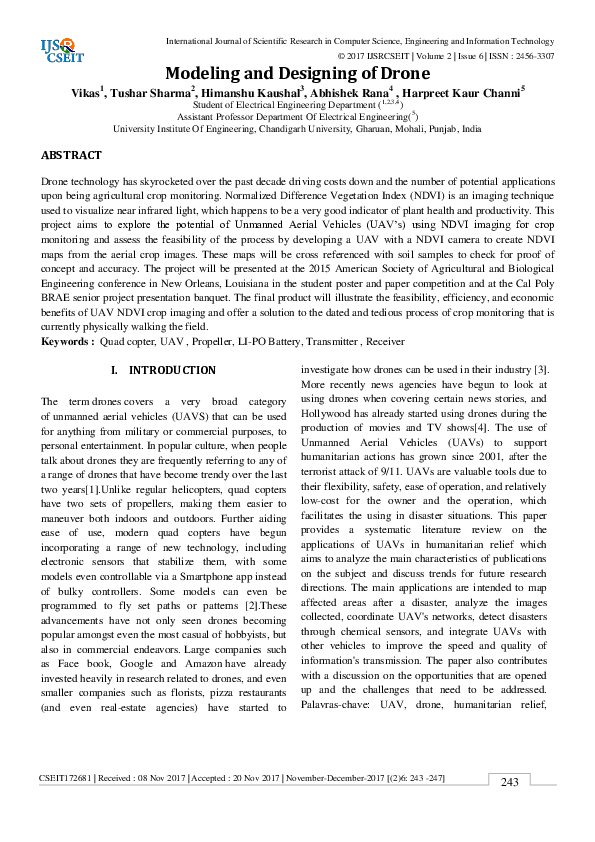 (PDF) Modeling and Designing of Drone