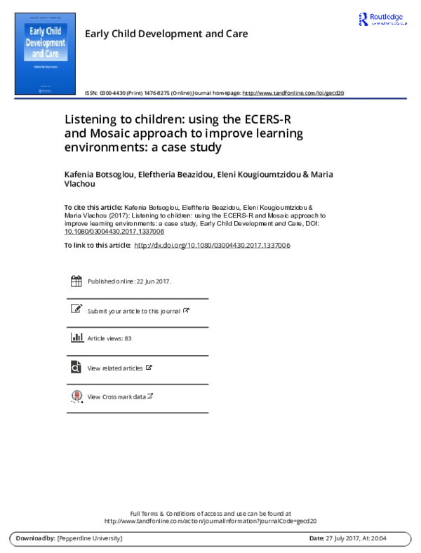 (PDF) Listening to children: using the ECERS-R and Mosaic approach to ...