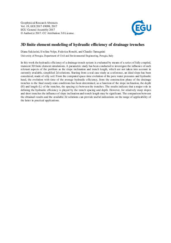 (PDF) 3D finite element modeling of hydraulic efficiency of drainage trenches