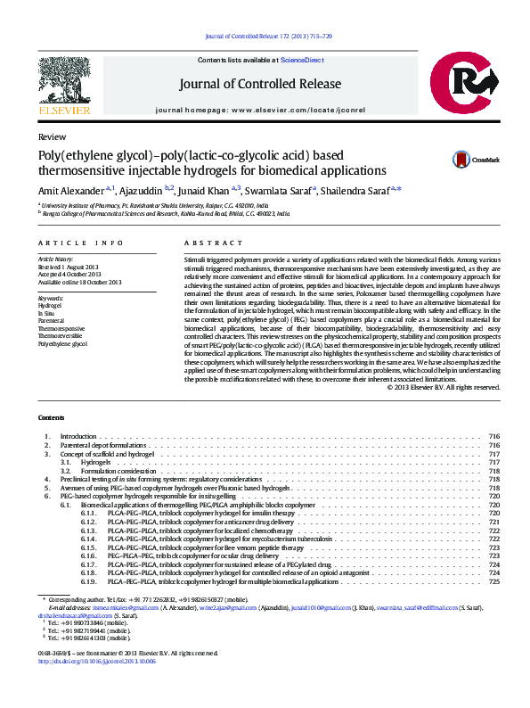 (PDF) Poly(ethylene glycol)–poly(lactic-co-glycolic acid) based thermosensitive injectable ...