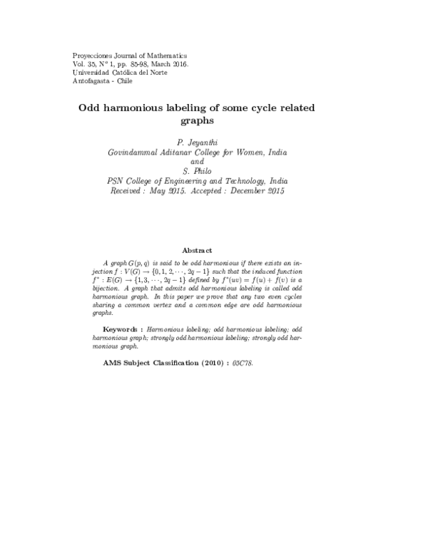 (PDF) Odd harmonious labeling of some cycle related graphs