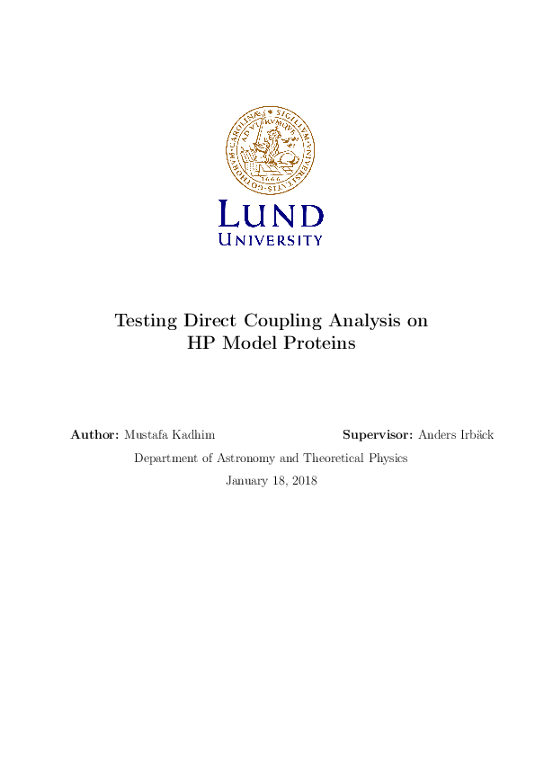 (PDF) Testing Direct Coupling Analysis on HP Model Proteins