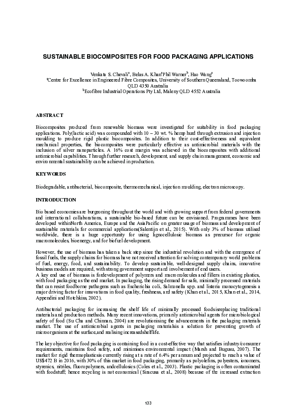 (PDF) Sustainable biocomposites for food packaging applications | Belas ...