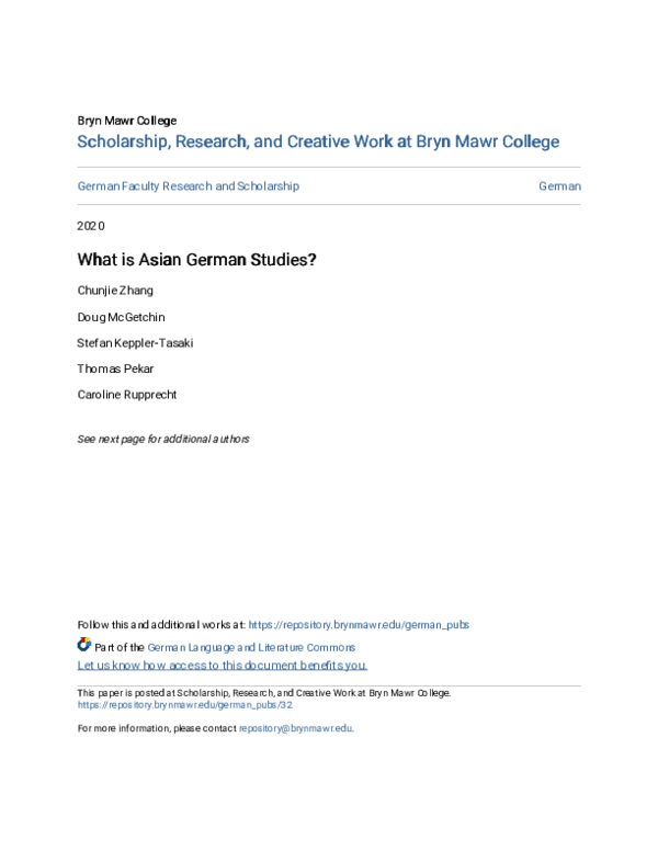 (PDF) What is Asian German Studies?