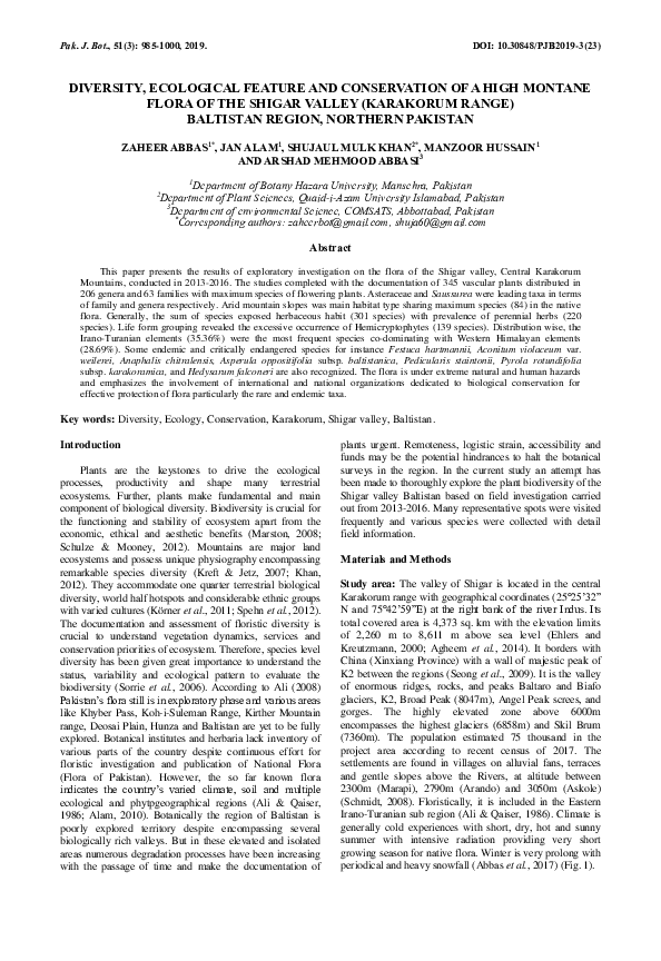 (PDF) Diversity, ecological feature and conservation of a high montane ...