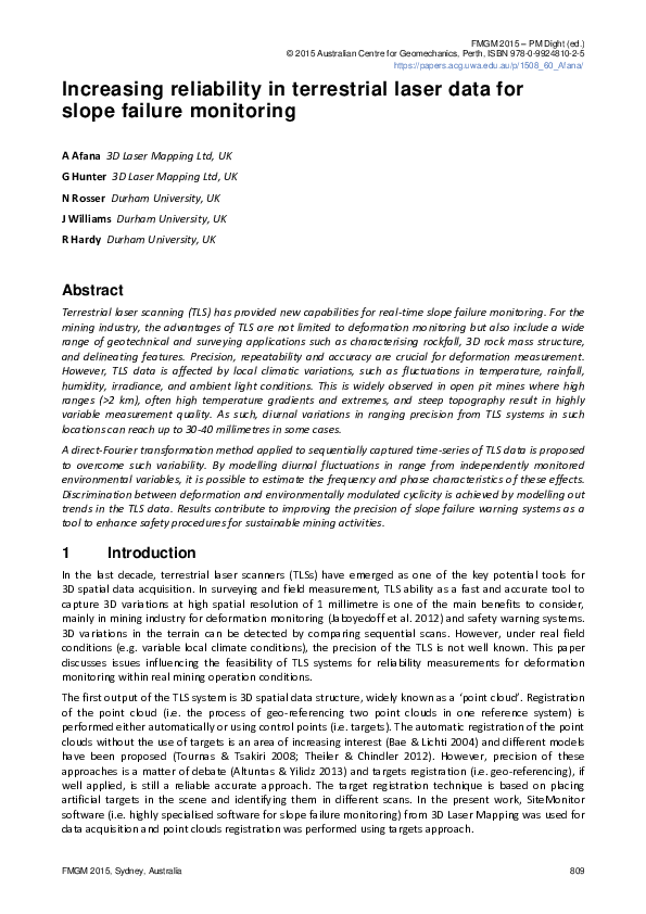 (PDF) Increasing reliability in terrestrial laser data for slope failure monitoring