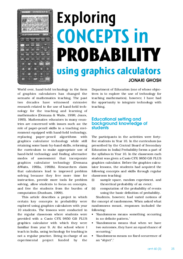 (PDF) Graphics Calculators Boost Probability Learning